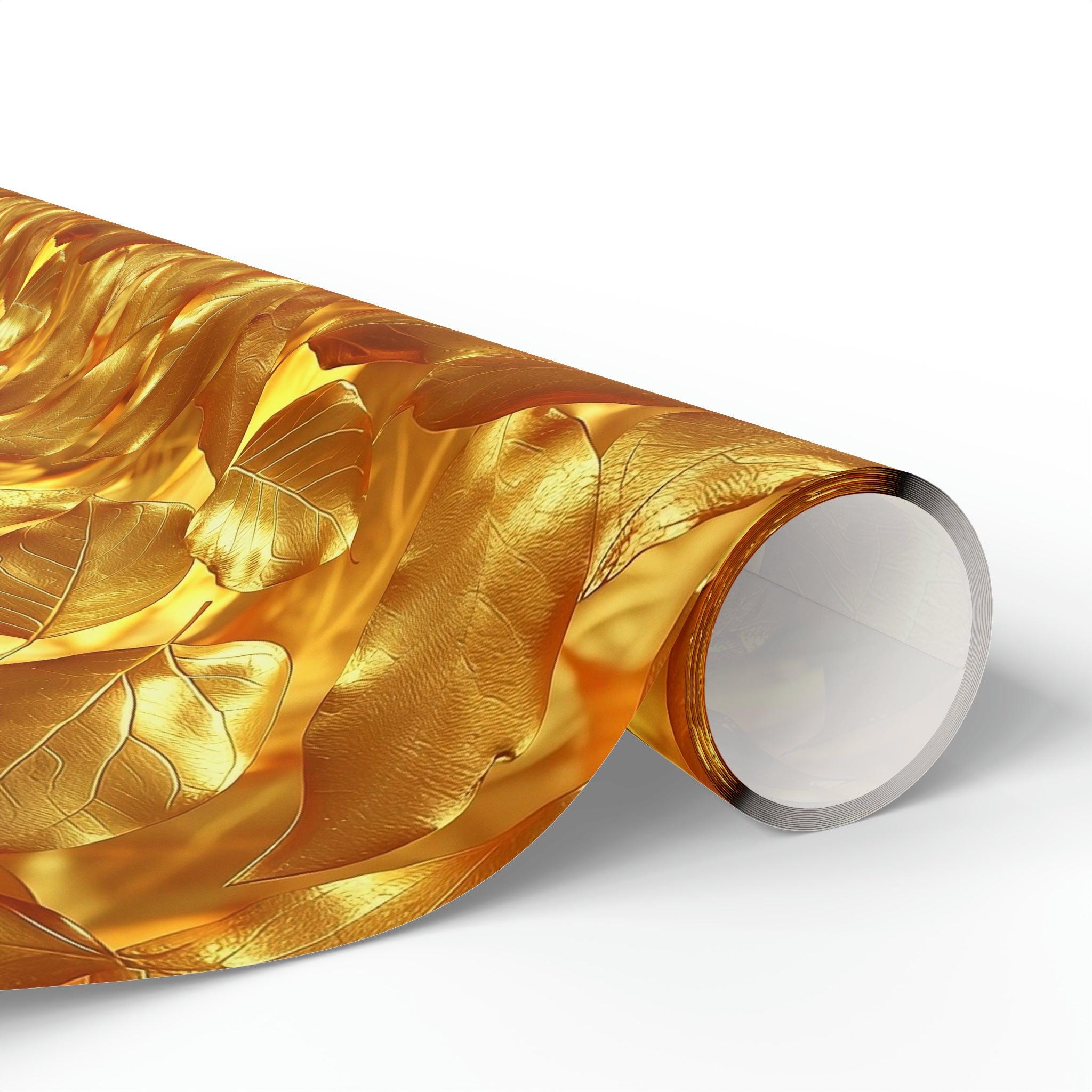Elegant Faux Gold Leaf Wrapping Paper Rolls - Illusion Metallic Gift ...