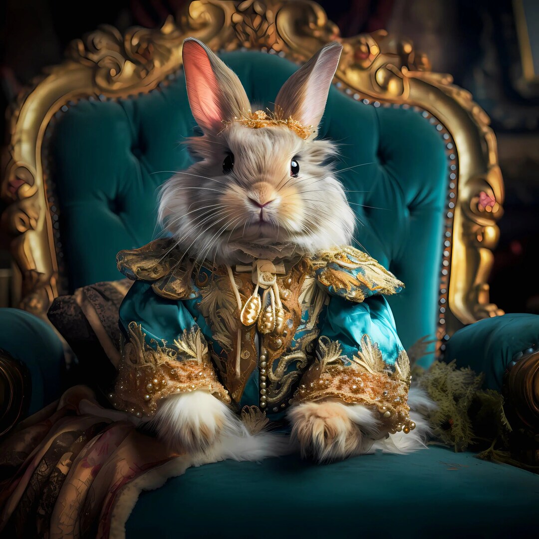 Regal Rabbit in Royal Attire Victorian Era Inspired Animal Portrait ...