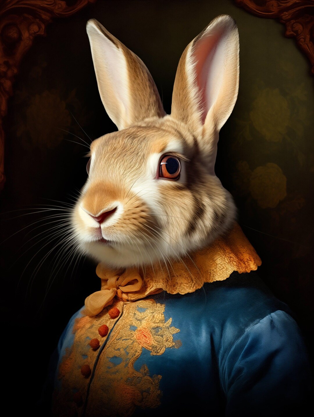 Majestic Royal Bunny Portrait - Whimsical Rabbit Art on Canvas for Home ...