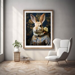 Renaissance Rabbit Art Print / Victorian Bunny Portrait Print / Animals ...