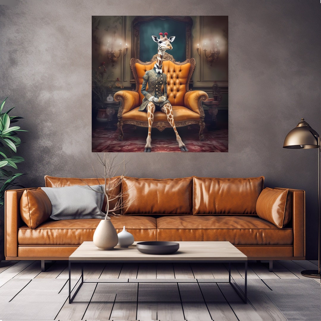 Renaissance Giraffe in Victorian Costume Silly Animal Art Digital Print ...