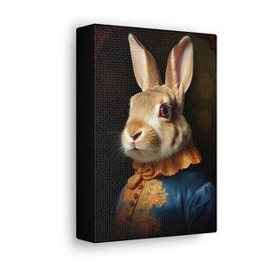 Majestic Royal Bunny Portrait - Whimsical Rabbit Art on Canvas for Home ...