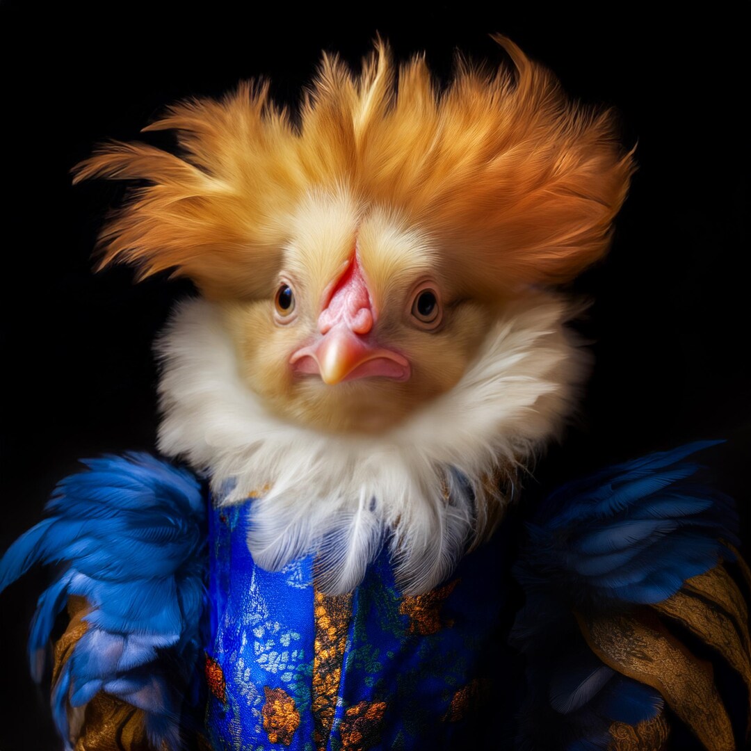 Victorian Royal Chicken Portrait: Funny Rococo Animal Art Canvas Print ...