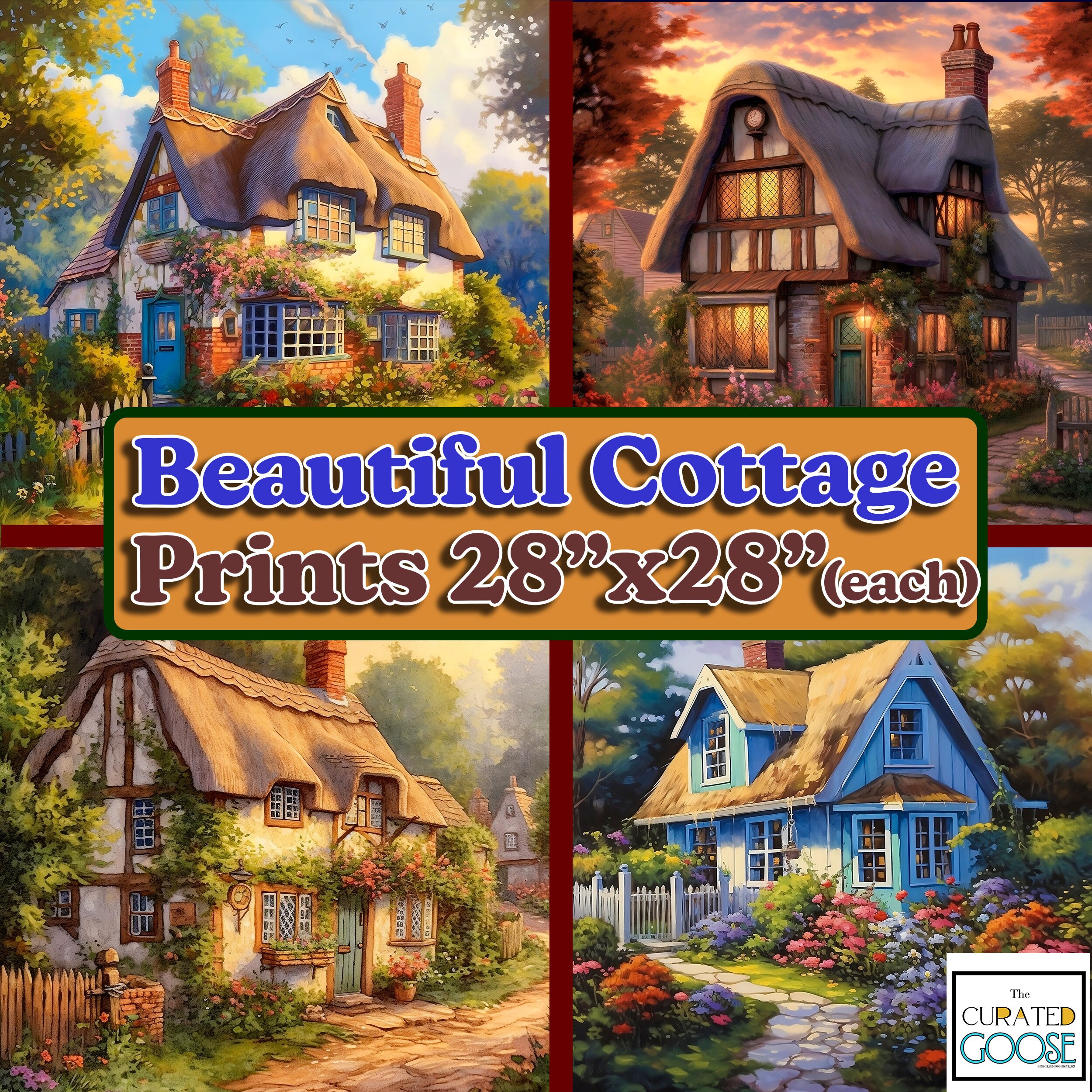 Quaint Cottage 12 PNG Image Bundle Digital Print Wall Decorations - Etsy
