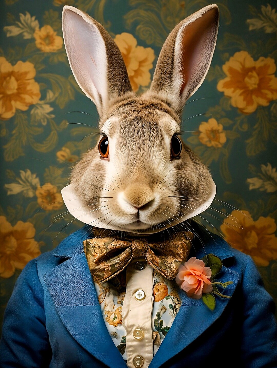 Victorian Rabbit Portrait Canvas Art Print Vintage Victorian ...