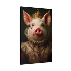Animal Royalty Pig Portrait Gallery Wrap Canvas - Etsy