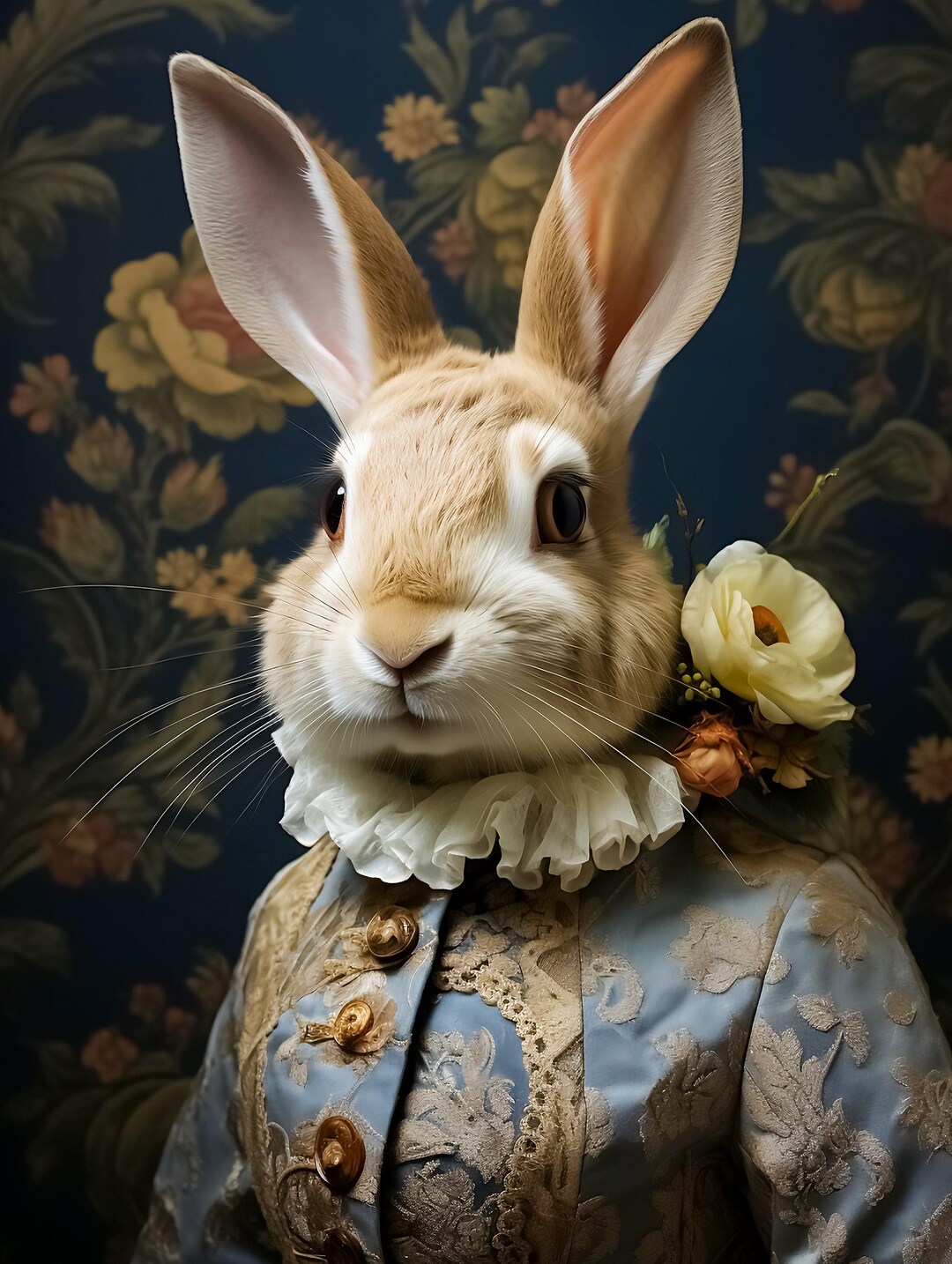 Victorian Bunny Portrait | Renaissance Animals Art Print | Rabbit With ...