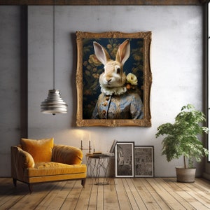 Renaissance Rabbit Art Print / Victorian Bunny Portrait Print / Animals ...