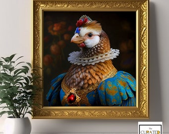 Renaissance Hen Art Print / Chicken Renaissance Portrait / Victorian ...