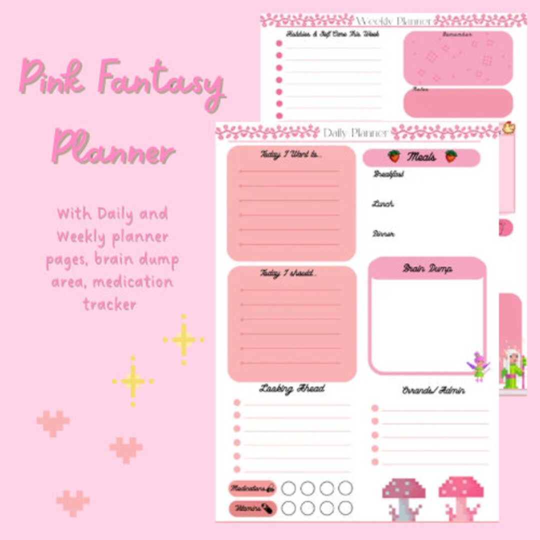 Pink Daily & Weekly Planner | Fantasy Themed | Downloadable PDF ...