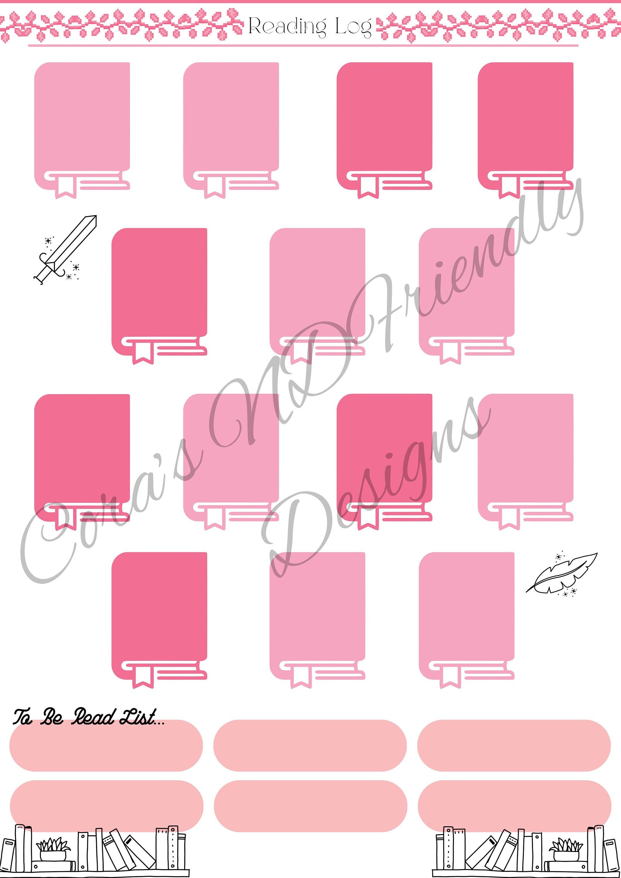 Pink Fantasy Reading Log & Daily Planner Page Printable Digital ...