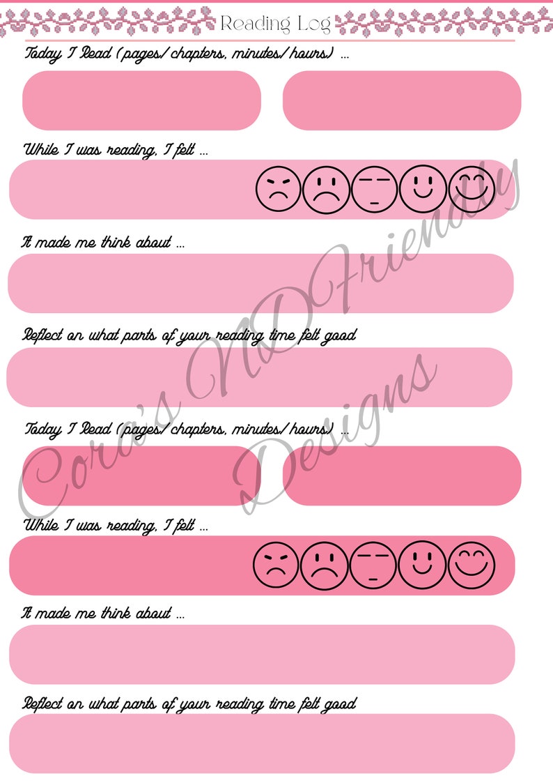 Pink Fantasy Reading Log & Daily Planner Page Printable Digital ...