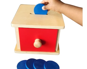 Wooden Coin Box Montessori Box Infant Toddler Educational Early ...