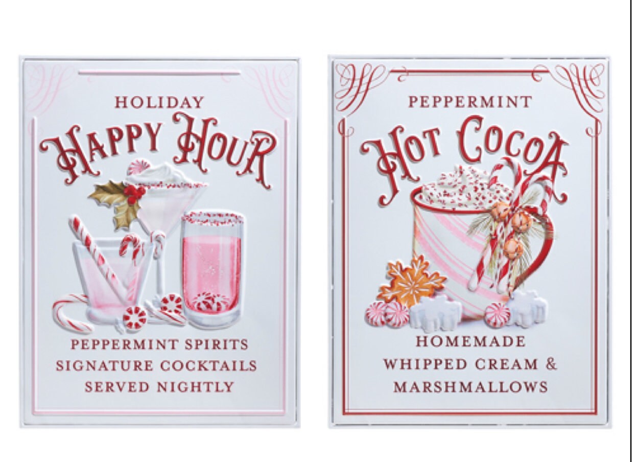 18” Holiday Refreshments Embossed Wall Art, Christmas Art, Christmas ...