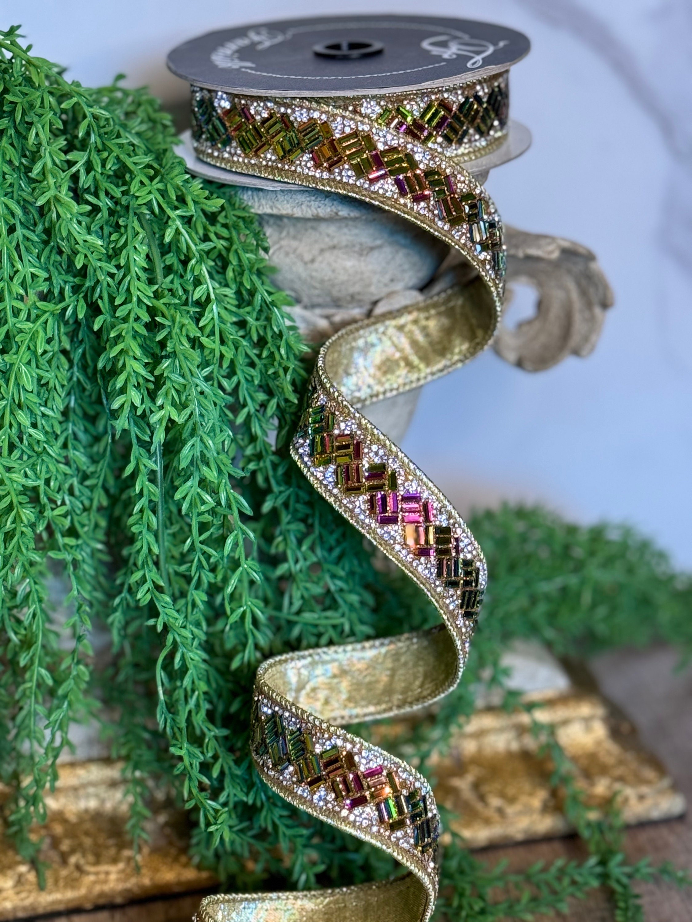 1 Inch Jubilee Jewel Ribbon, Wired Ribbon, Designer Ribbon, Farrisilk ...