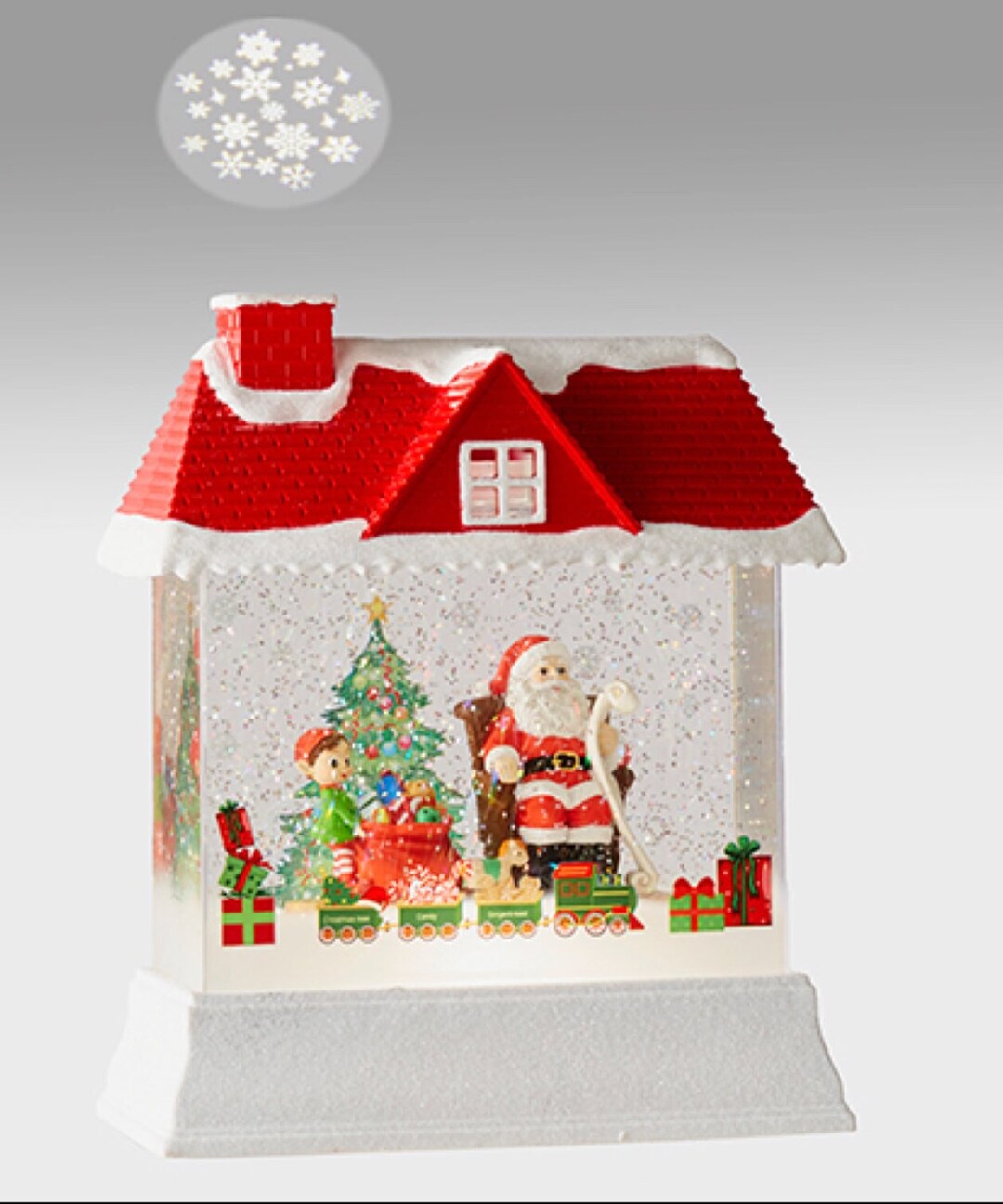 10” Santa With Elves Projector Lighted Snowglobe, Christmas Snowglobe ...