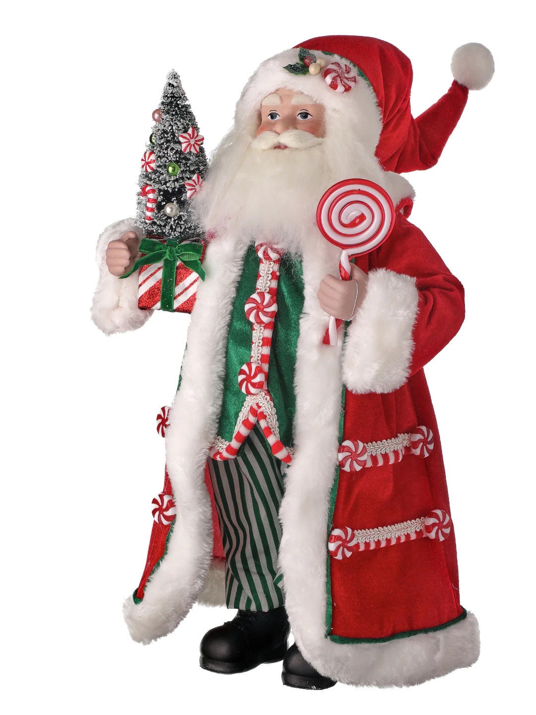 18”peppermint Lane Santa in Red and Green, Christmas Decor - Etsy