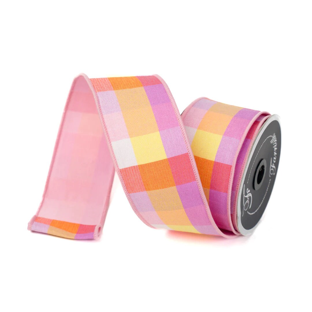 2.5” Easter Checks Ribbon, Designer Ribbon, Ribbon, Wired Ribbon ...