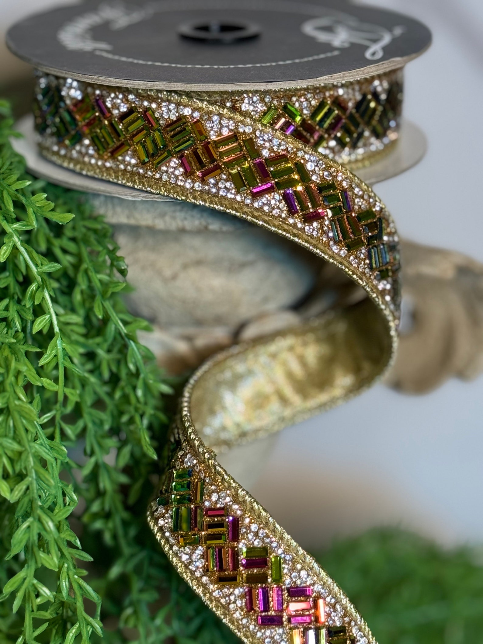 1 Inch Jubilee Jewel Ribbon, Wired Ribbon, Designer Ribbon, Farrisilk ...