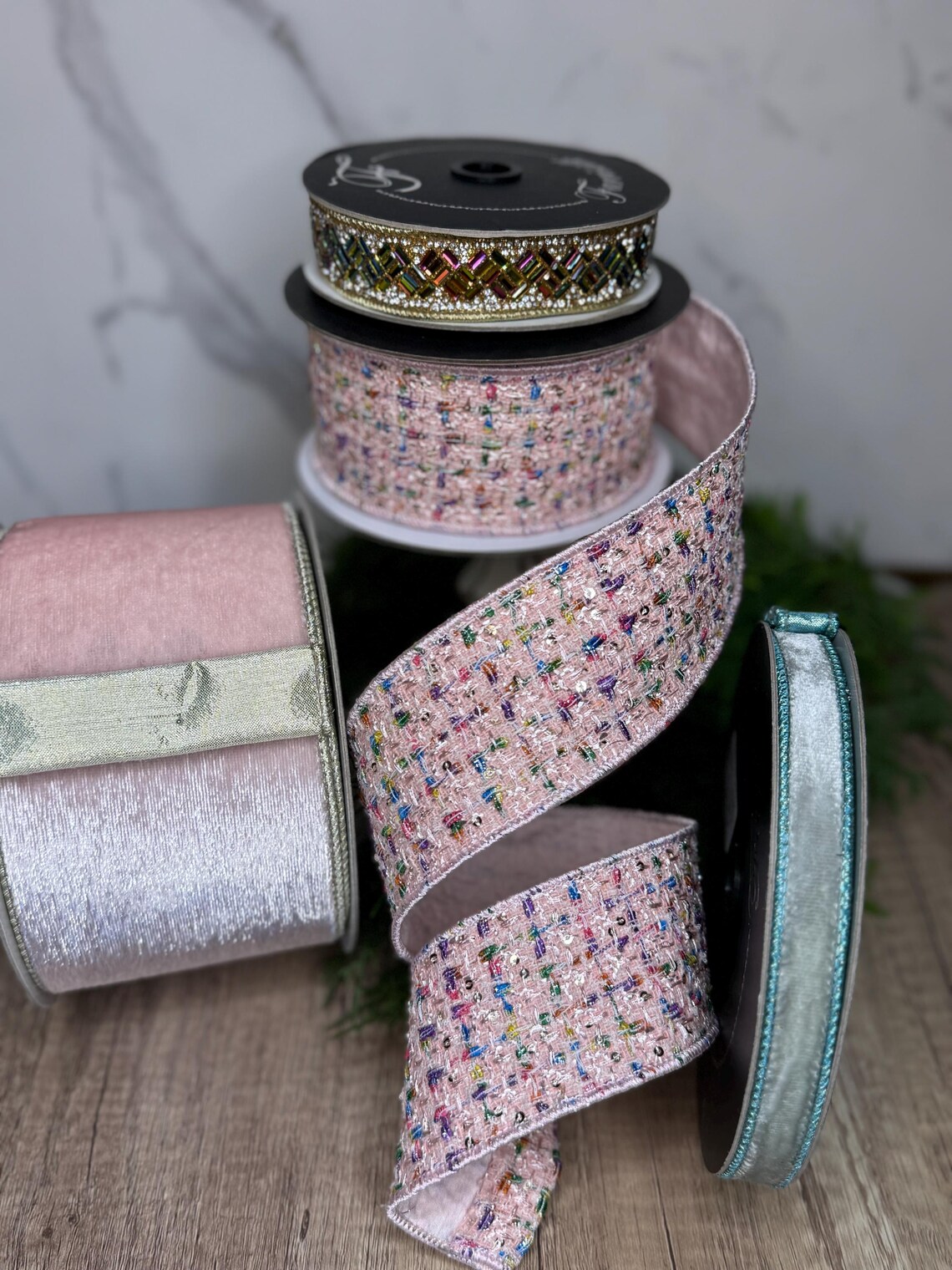 1 Inch Jubilee Jewel Ribbon, Wired Ribbon, Designer Ribbon, Farrisilk ...