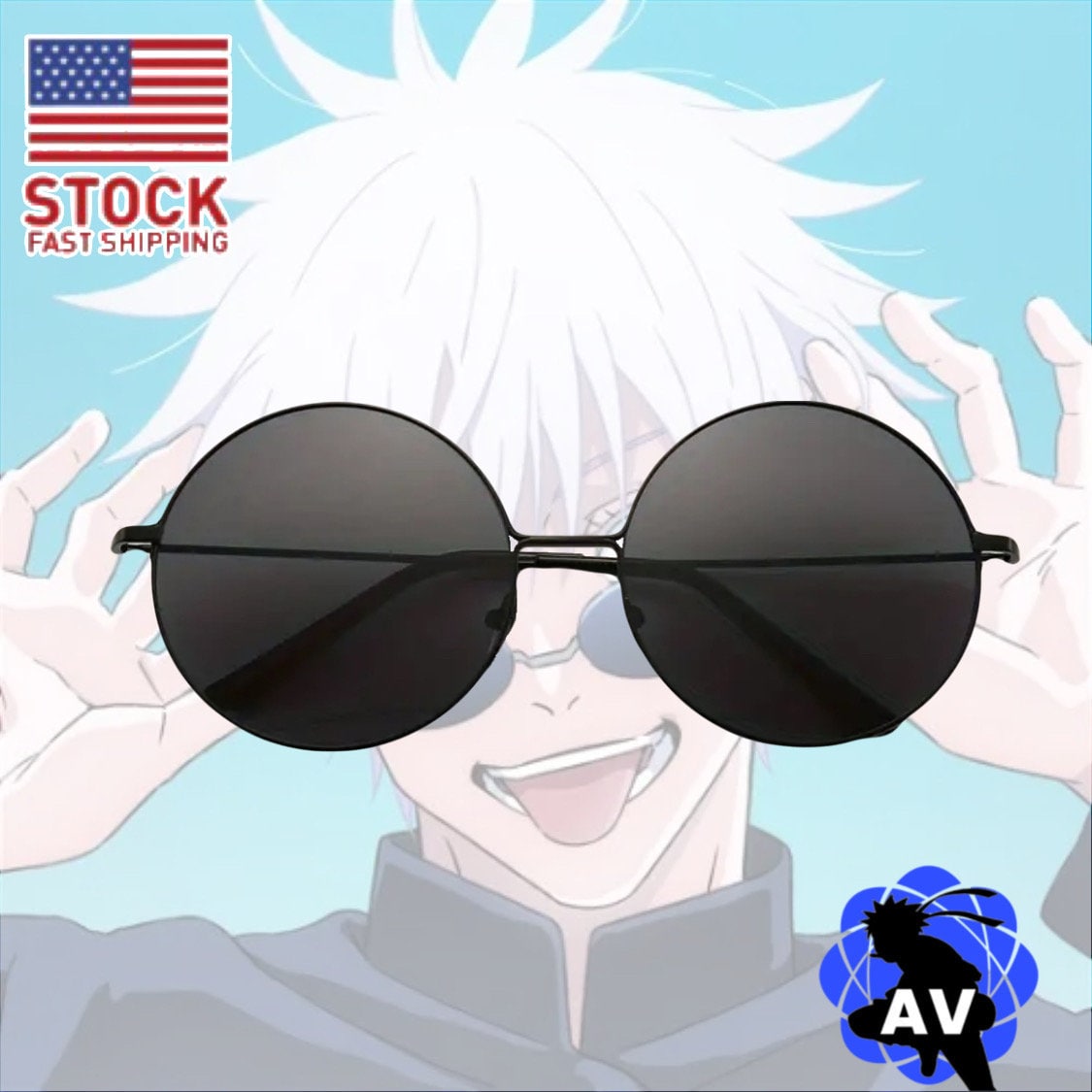 Gojo Satoru Black Glasses Round Lens Anime Cosplay Eyewear Circle ...