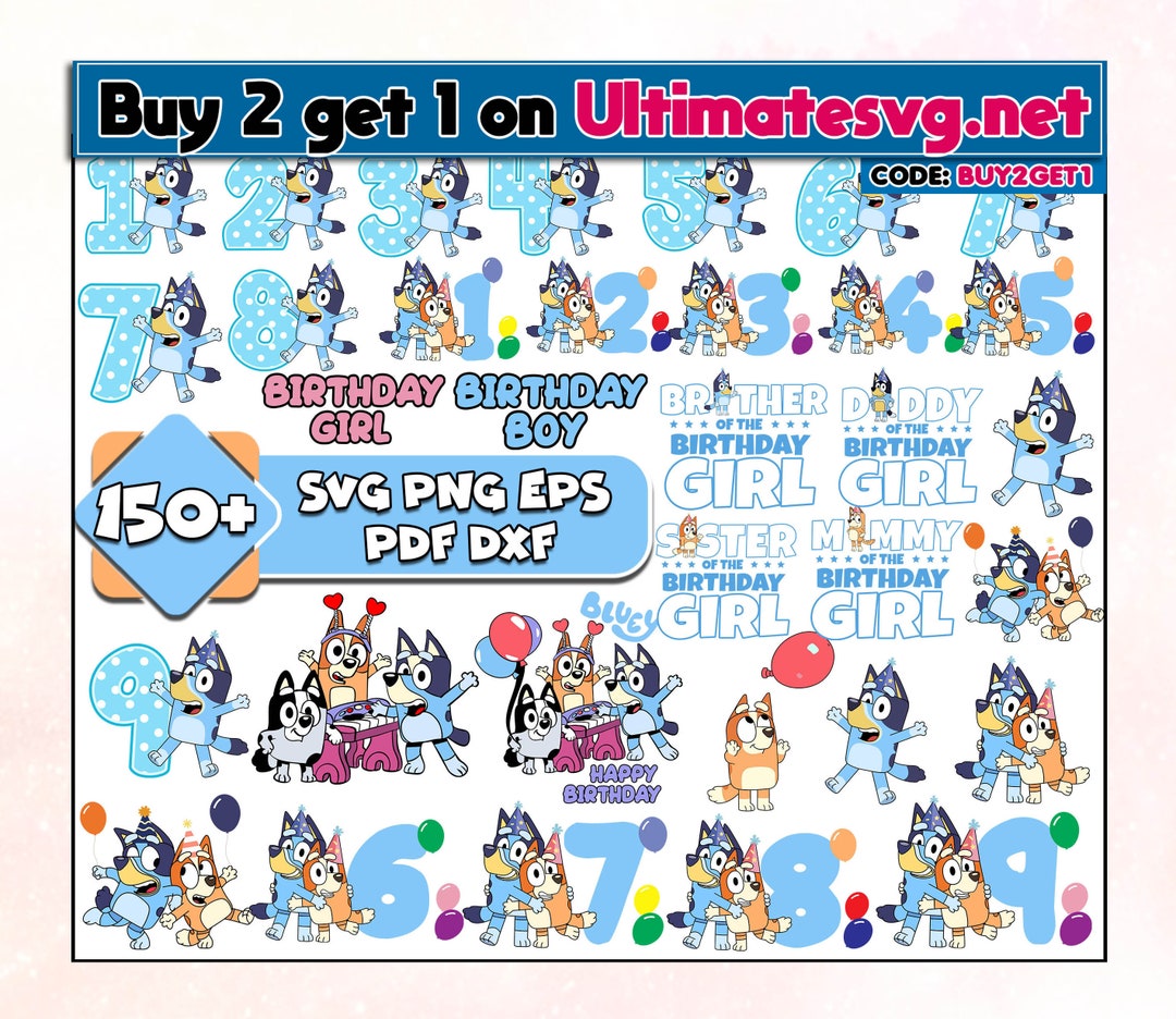 Bluey Birth Day SVG Bundle Bluey Cut Files for Cricut Bluey - Etsy ...