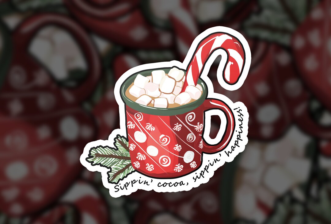 Sippin Cocoa Sippin Happiness Hot Cocoa Sticker for Laptop - Etsy