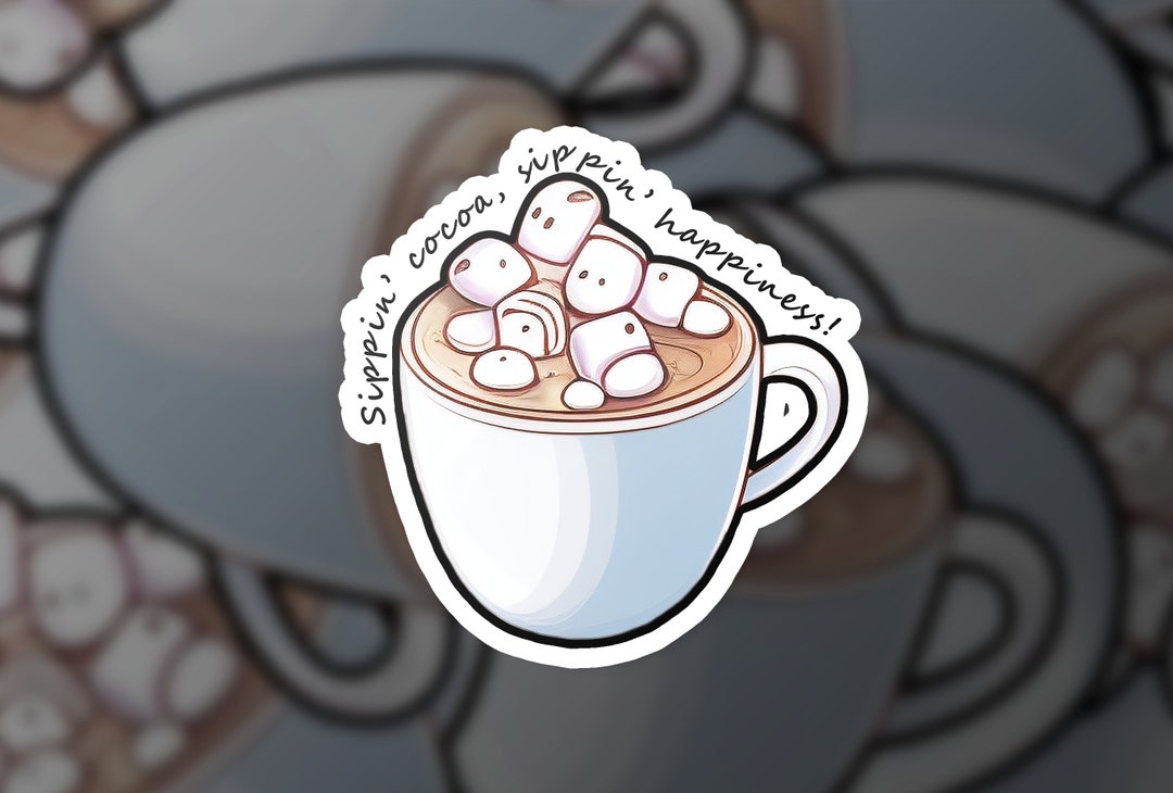 Sippin Cocoa Sippin Happiness Hot Cocoa Sticker for Laptop - Etsy