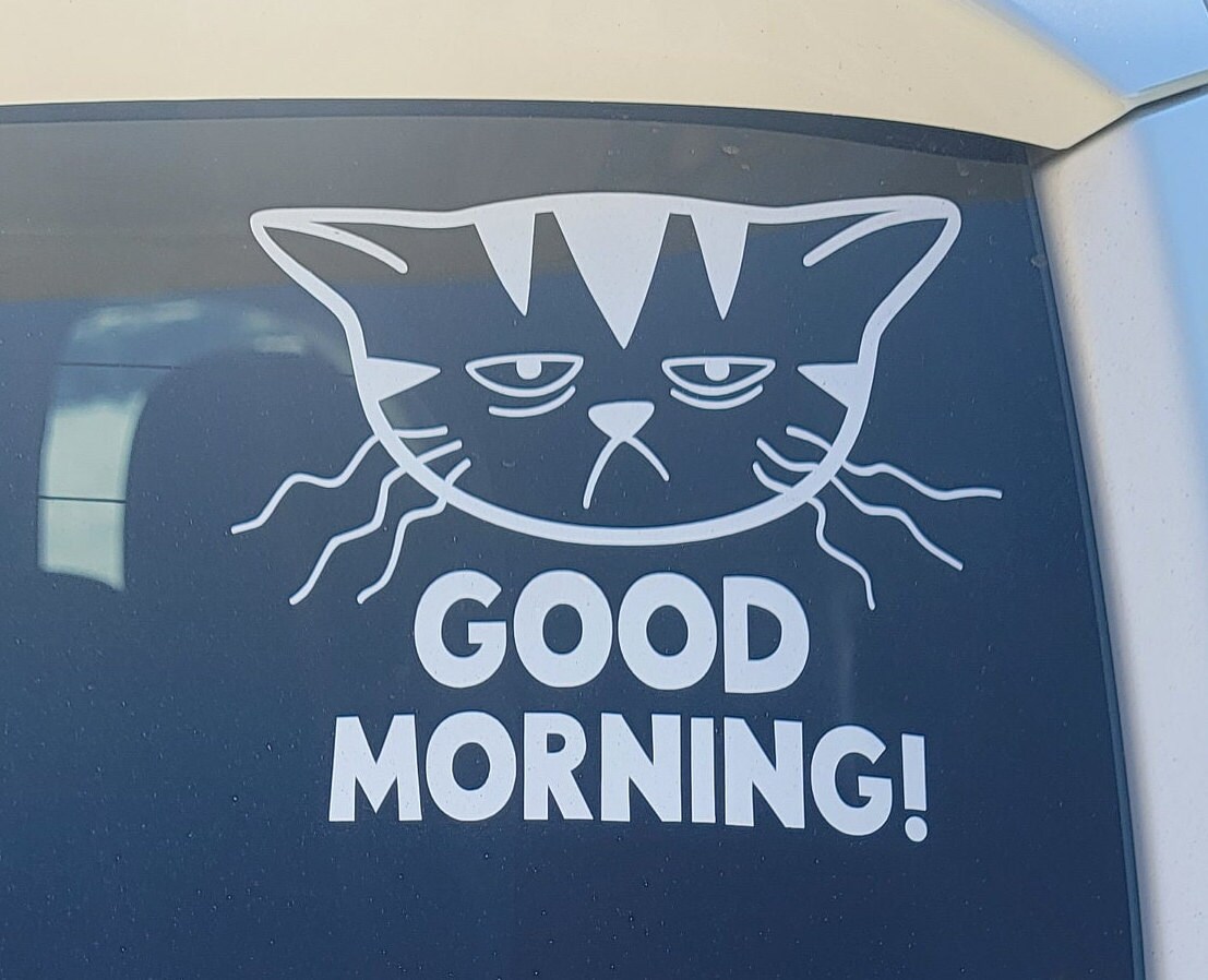 Good Morning Cat Decal, Car Window Decal, Cute Cat Decal, Cat Decal - Etsy