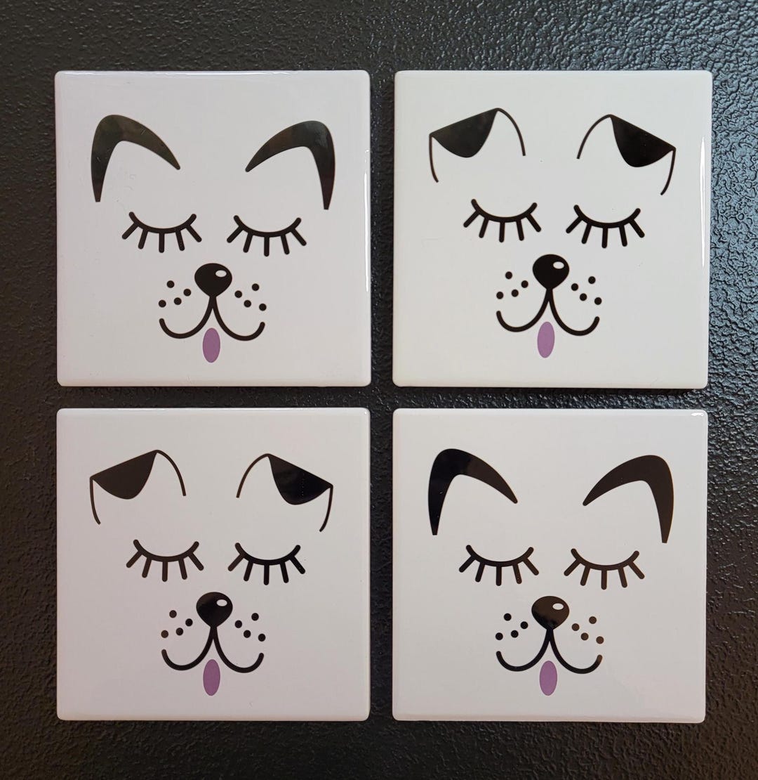 Ceramic Coasters, Cute Puppy Coaster Set, Cute Puppies, Set of 4 ...