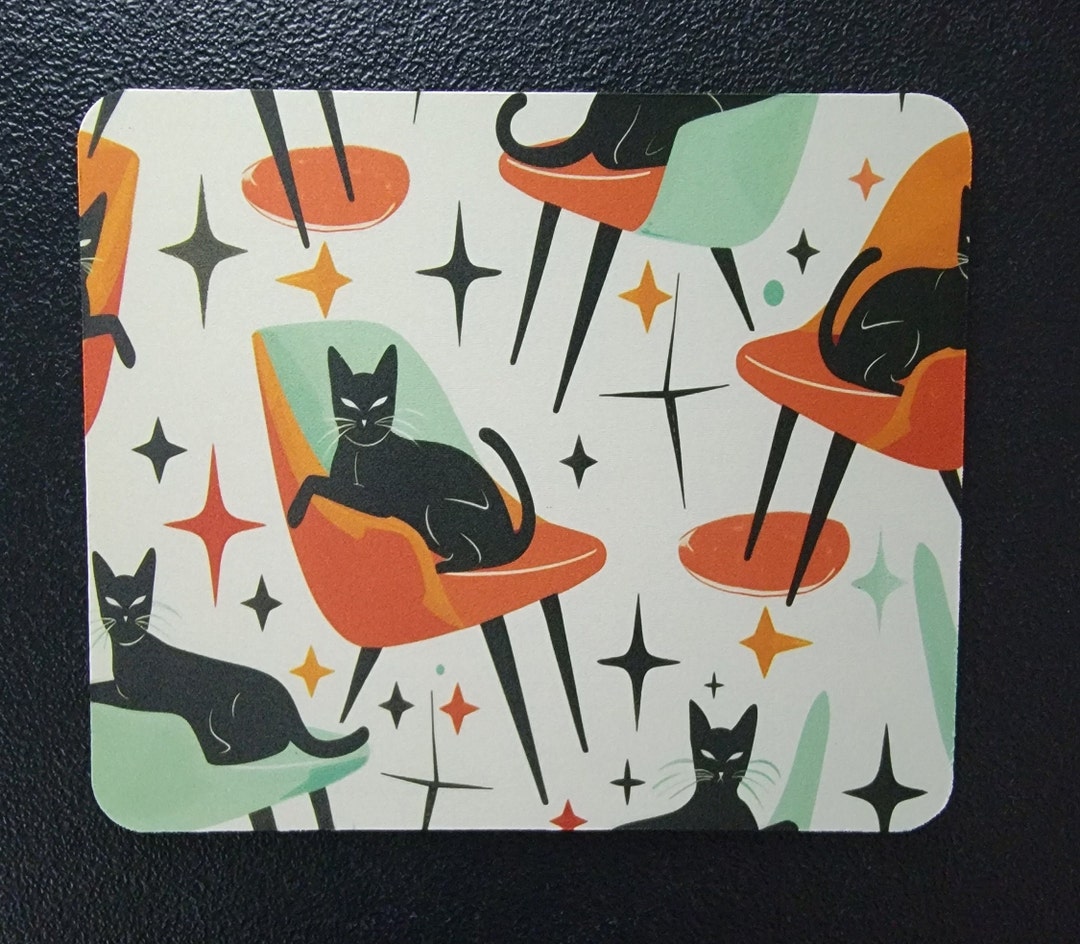 Retro Cat Mouse Pad, Cats Mousepad, Gaming Mouse Pad, Work Mousepad ...