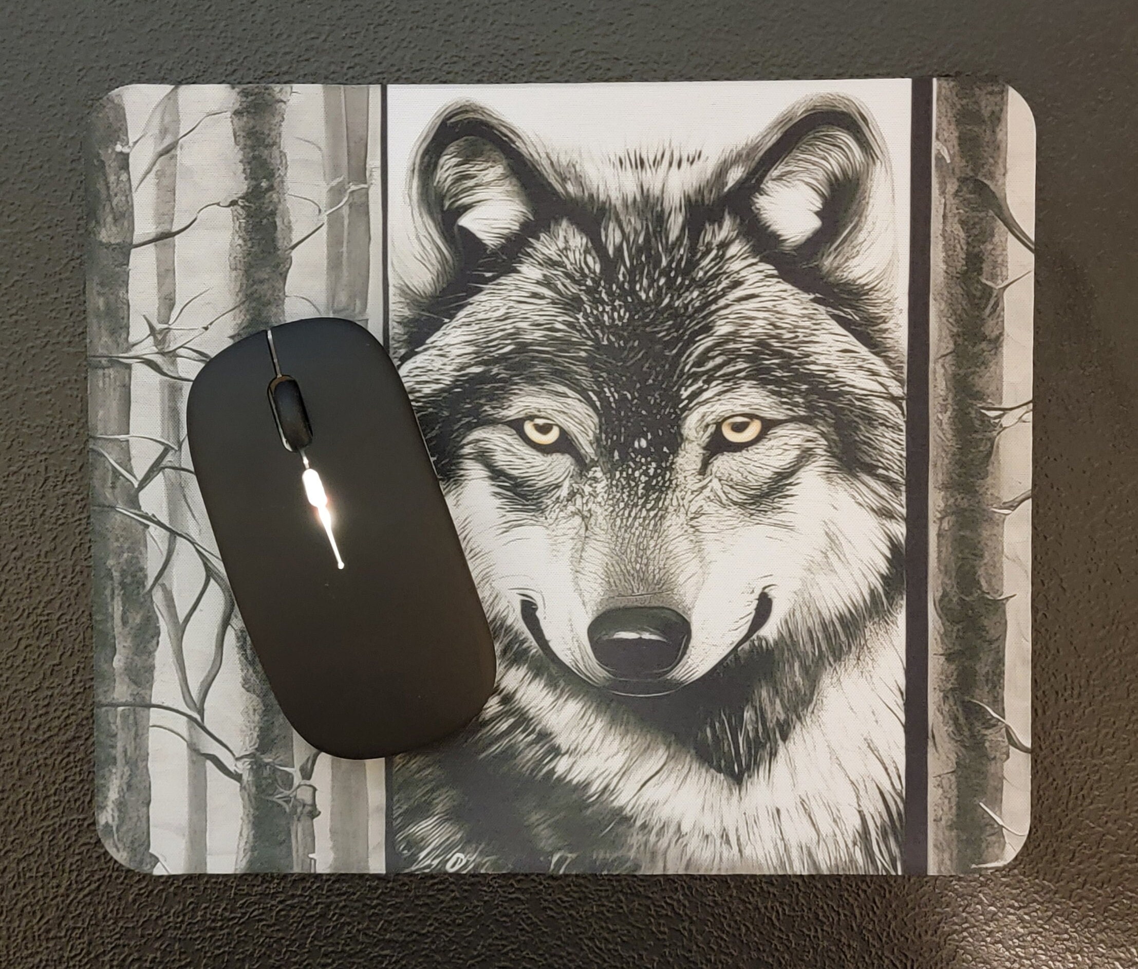 Wolf Mouse Pad: Forest Design, Desk Accessory - Etsy