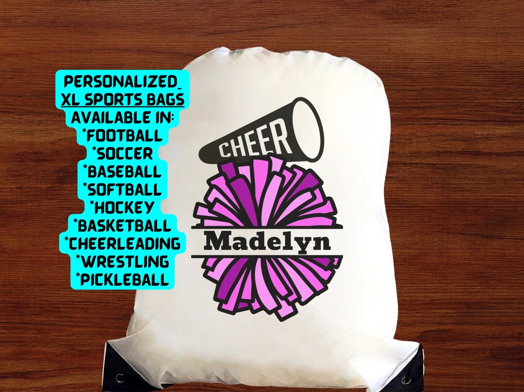 Cheerleader Cheer Drawstring Sling Bag Personalized, Sports Tote Gym ...