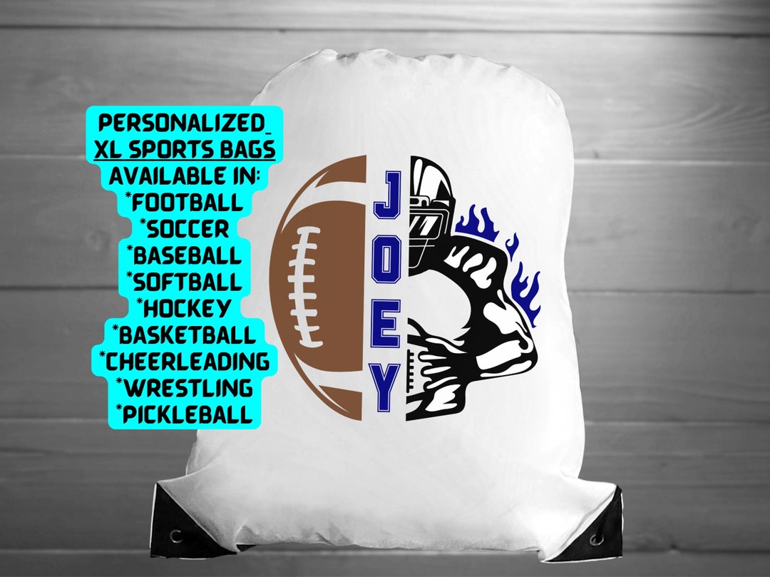 Football Drawstring Sling Bag Personalized, Sports Tote Gym Bag Sack ...