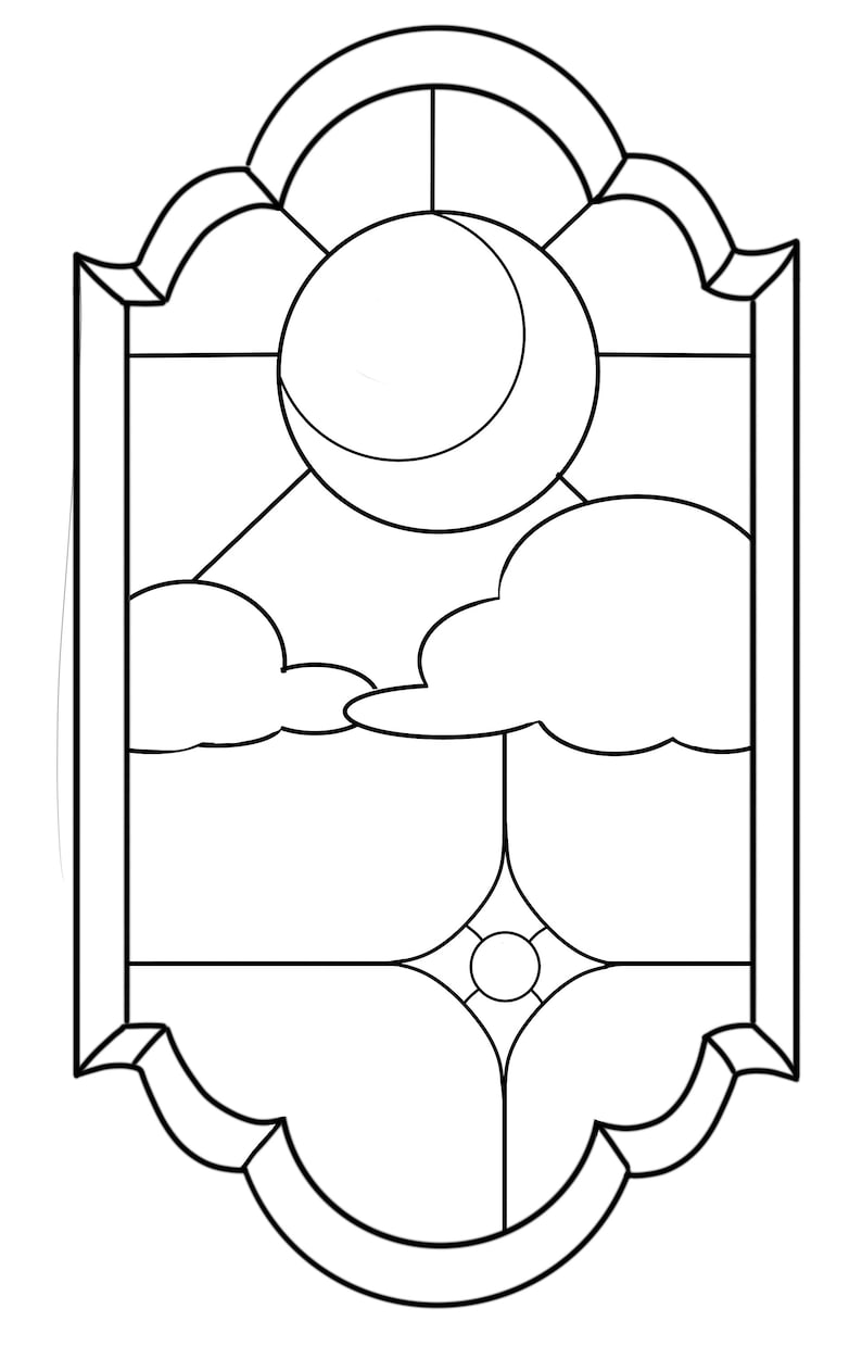 Celestial Sun and Moon Stained Glass Art Pattern - Etsy