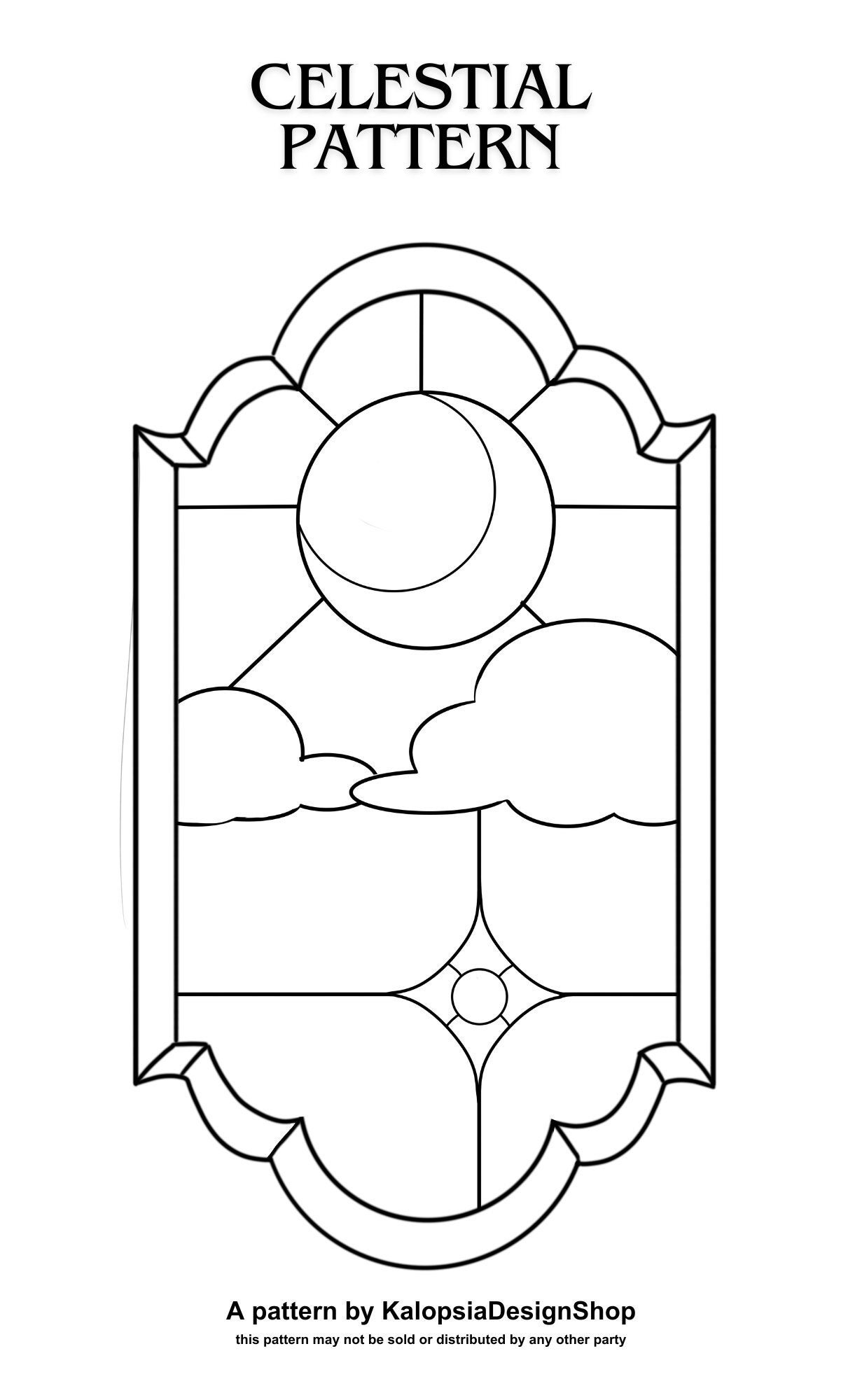 Celestial Sun and Moon Stained Glass Art Pattern - Etsy