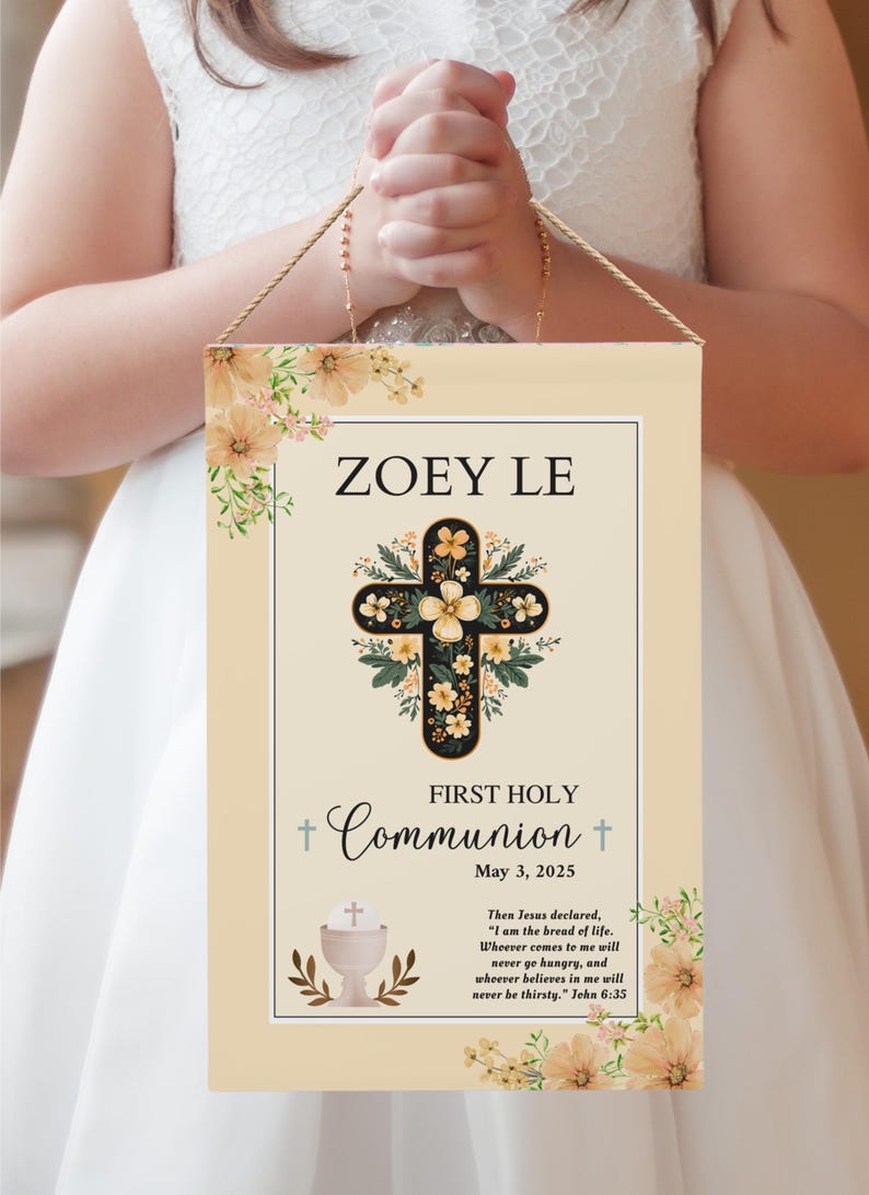 CUSTOMIZED First Holy Communion Banner, Child's Name Banner for First ...