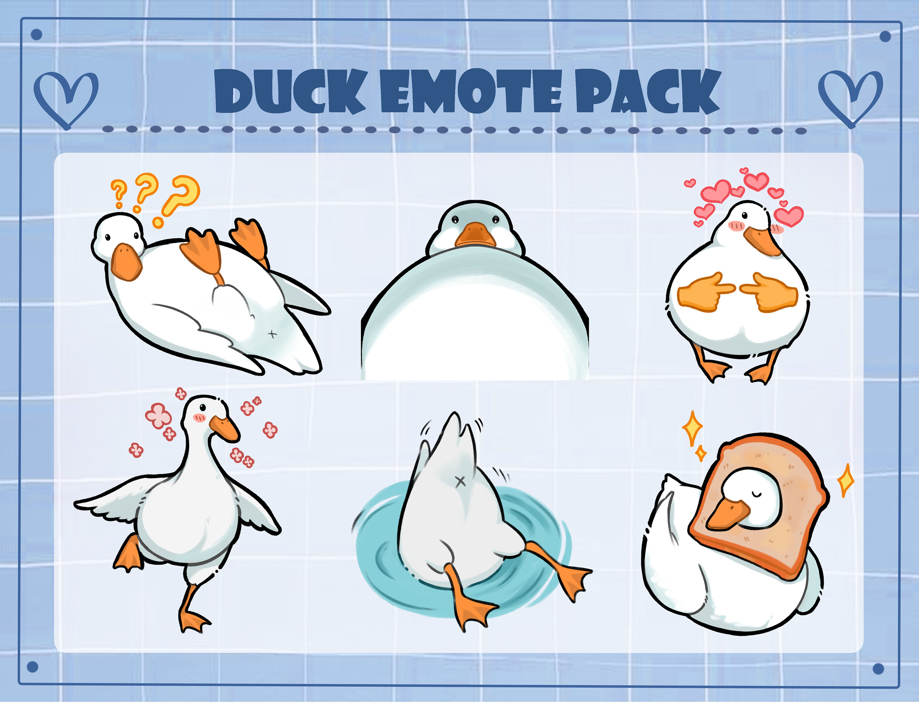 DUCK EMOTES (6) | Twitch | Discord | Youtube | Streaming | Cute Kawaii ...