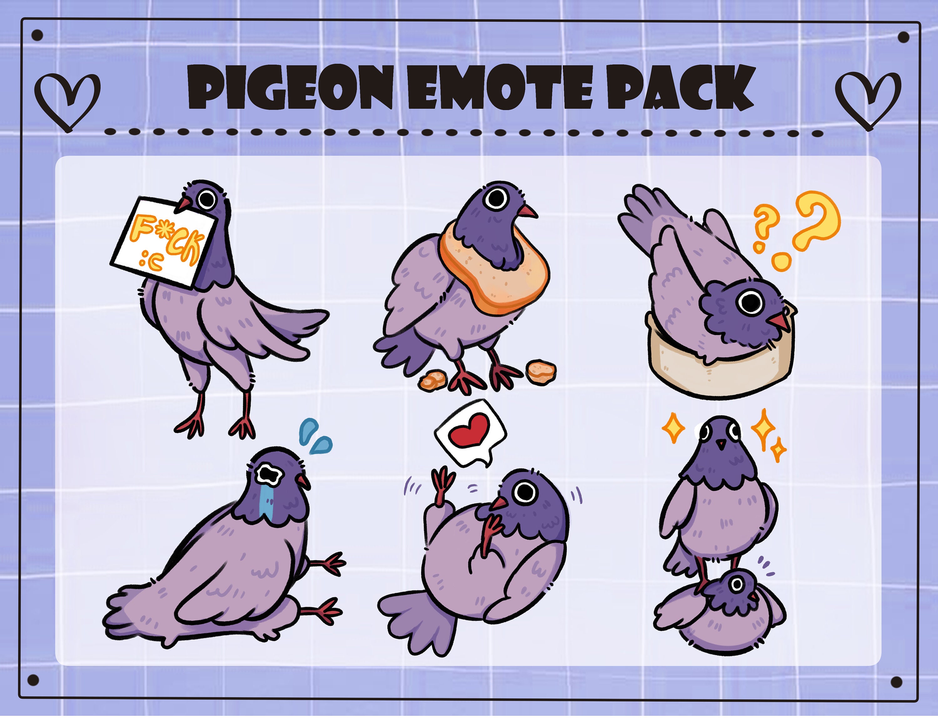 PIGEON EMOTES (6) | Twitch | Discord | Youtube | Streaming | Cute ...