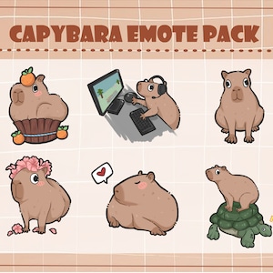 CAPYBARA EMOTES (6) | Twitch | Discord | Youtube | Streaming | Cute ...