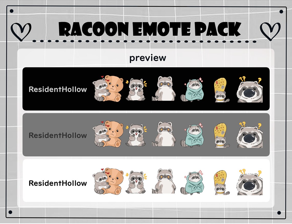 RACOON EMOTES (6) | Twitch | Discord | Youtube | Streaming | Cute ...