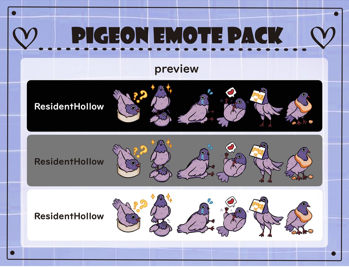 PIGEON EMOTES (6) | Twitch | Discord | Youtube | Streaming | Cute ...