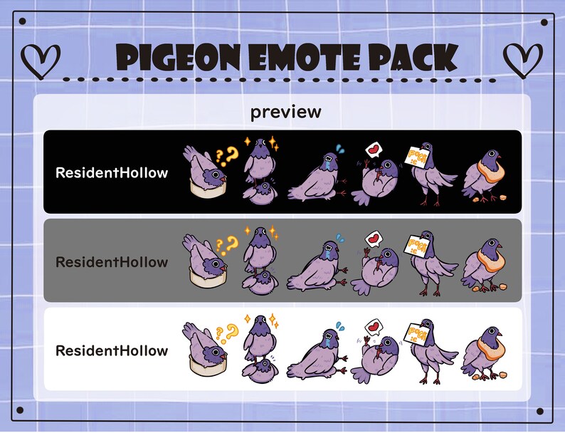 PIGEON EMOTES (6) | Twitch | Discord | Youtube | Streaming | Cute ...