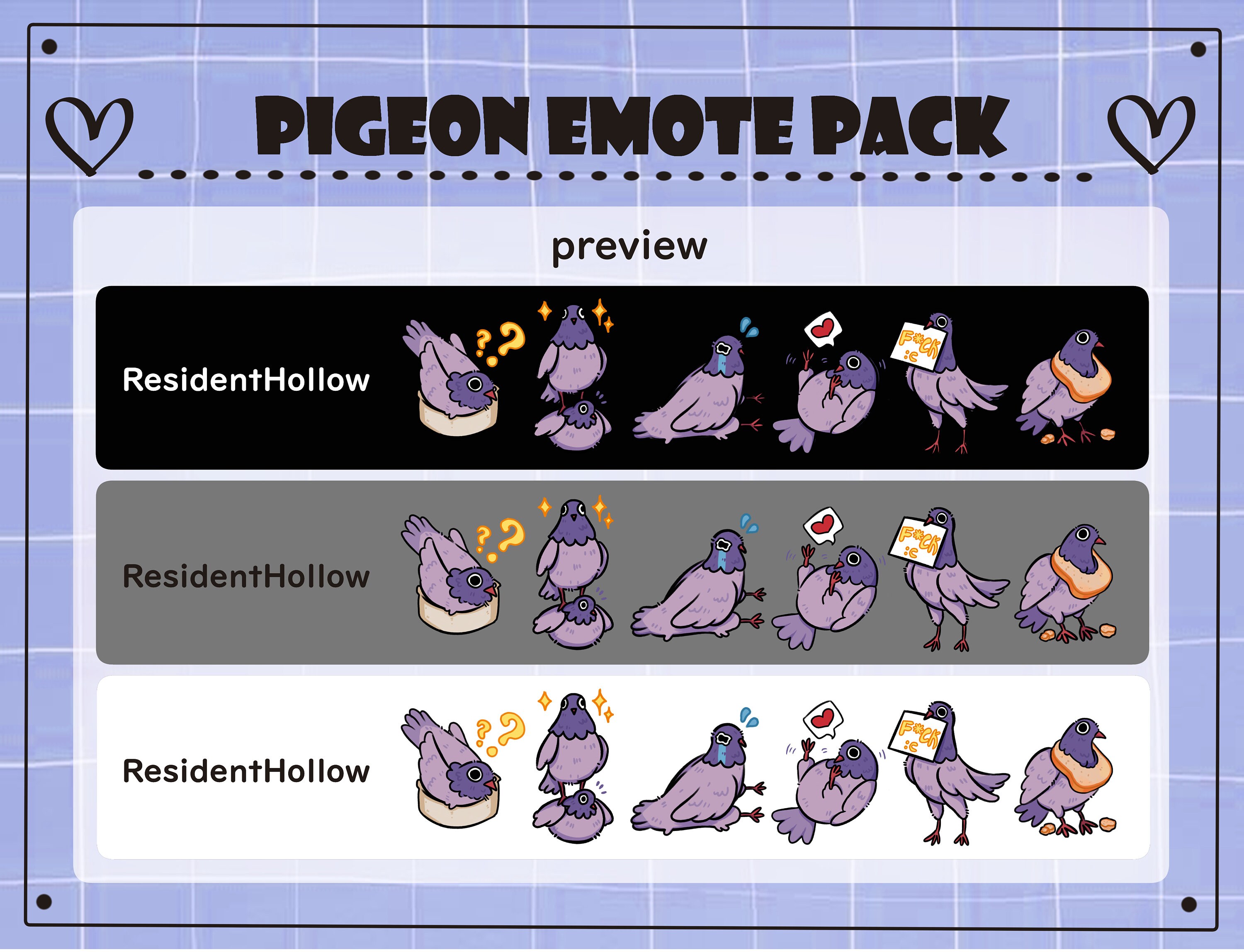 PIGEON EMOTES (6) | Twitch | Discord | Youtube | Streaming | Cute ...