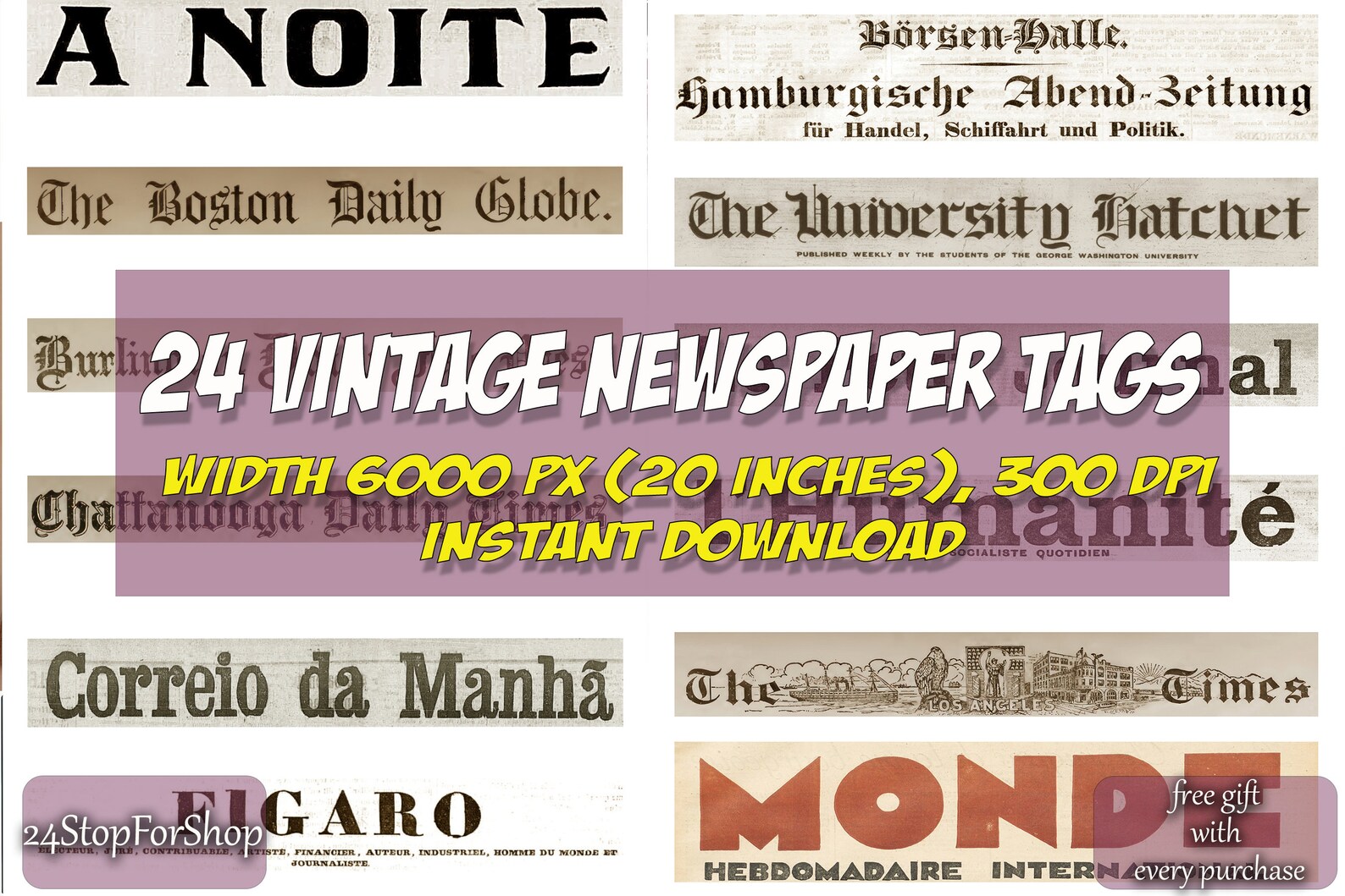 24 Old Newspaper Names Vintage Newspaper Lables Old Signs - Etsy