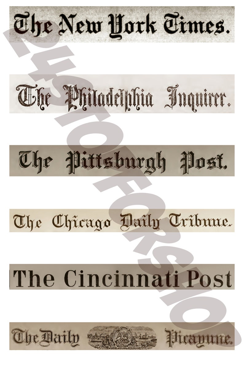 24 Old Newspaper Names Vintage Newspaper Lables Old Signs - Etsy