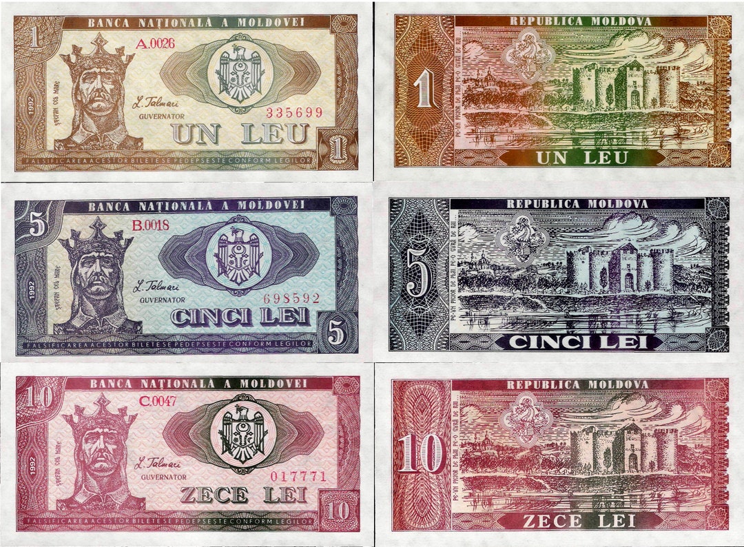 Moldova 1992 Set 3 Pcs 1510 Lei Pick 5-7 Aunc, Foreign Currency ...