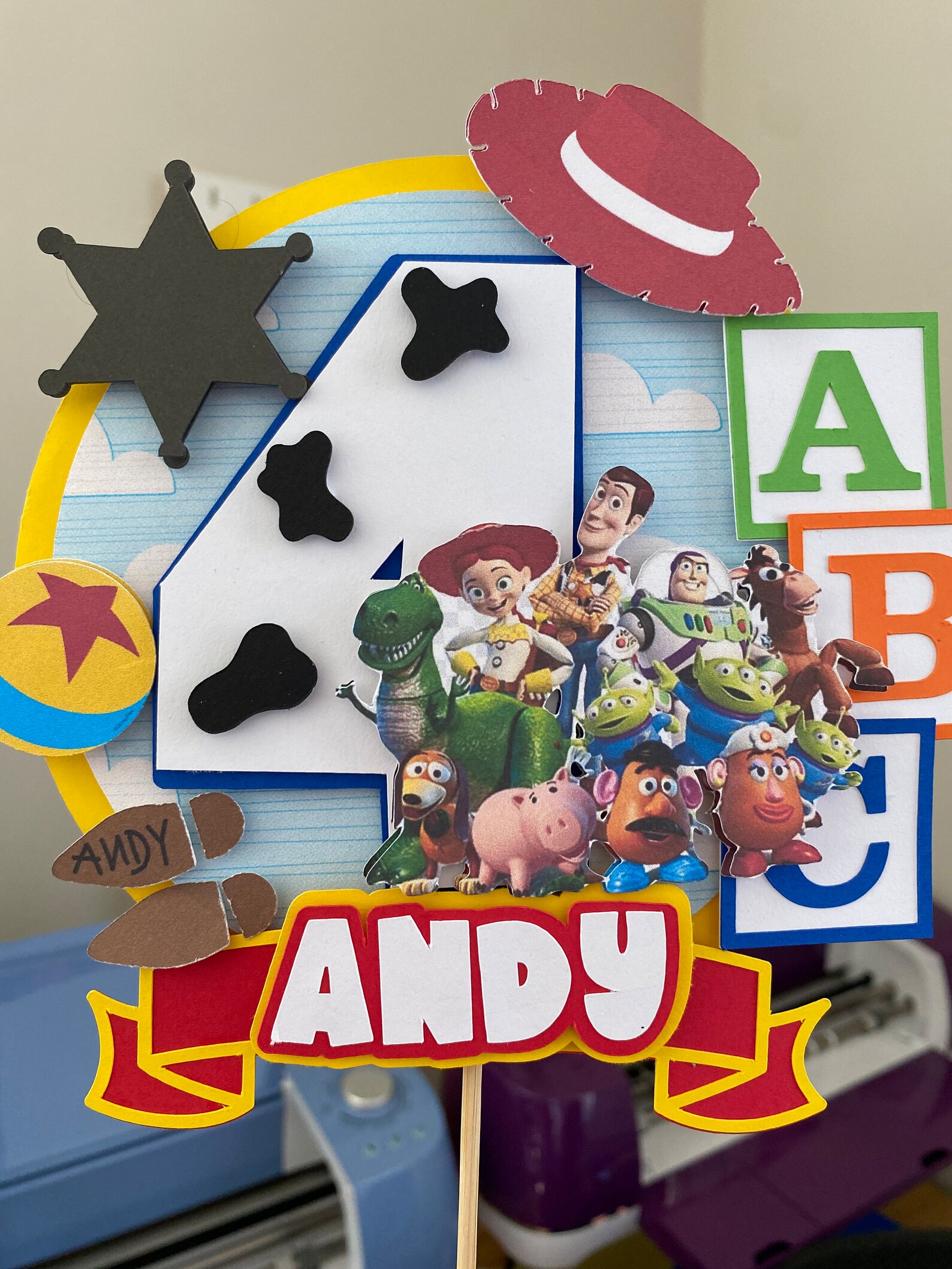 Cake Topper Birthday Custom Name and Age Toy Story - Etsy