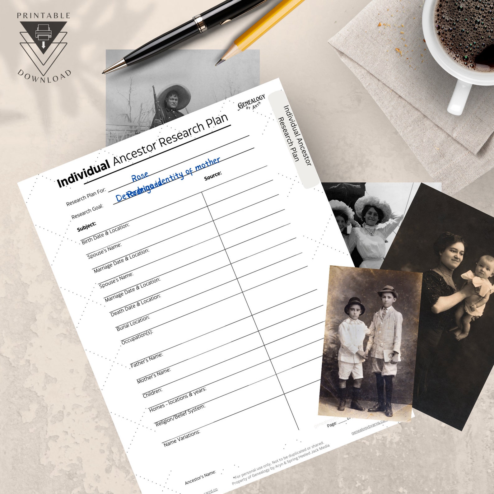 Family History Starter Bundle: Genealogy PDF Worksheets to Organize and Trace Your Family ...
