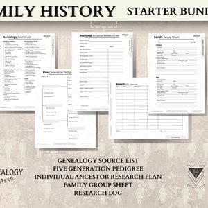 Family History Starter Bundle: Genealogy PDF Worksheets to Organize and Trace Your Family ...